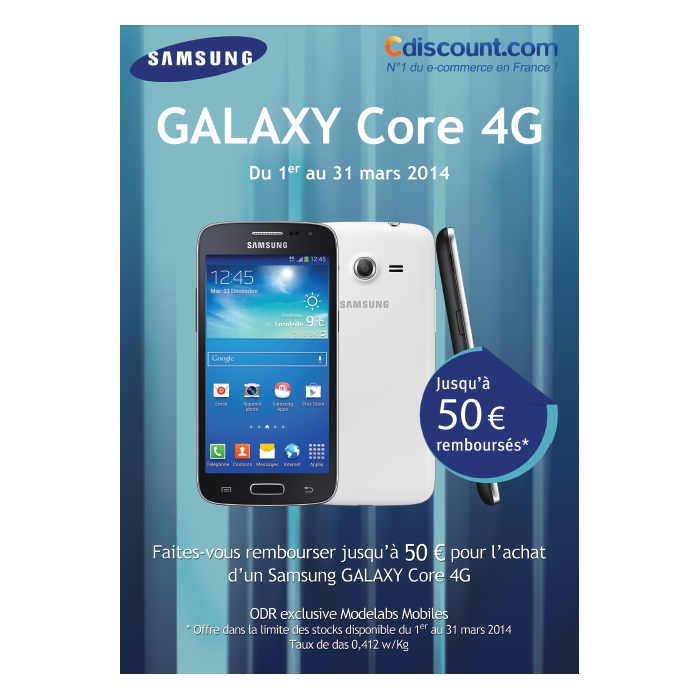 Anti Crise Fr Samsung Galaxy Core 4g 50€ Remboursés Sur