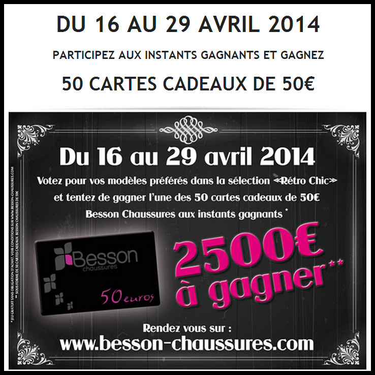Anti-crise.fr | Instants Gagnants Besson : Cartes Cadeaux de 50 ...