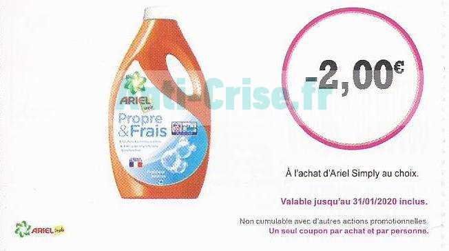 Anti-crise.fr | Ariel : 2 € de réduction jusqu’au 31/01/2020 (Bon de ...