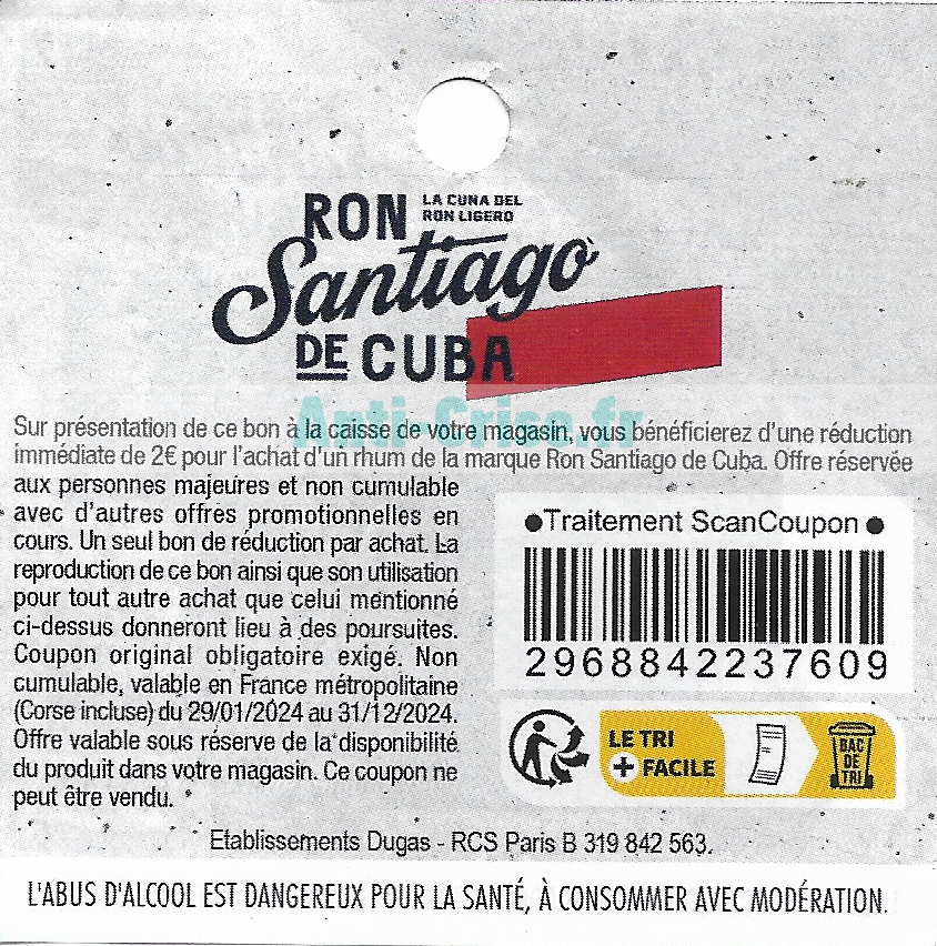 Anti-crise.fr | RON Santiago DE CUBA : 2 € de réduction jusqu’au 31/12 ...